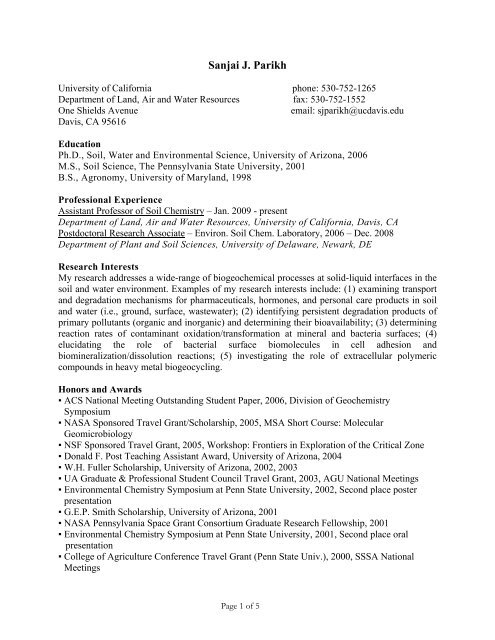 Sanjai J. Parikh - Environmental Soil Chemistry