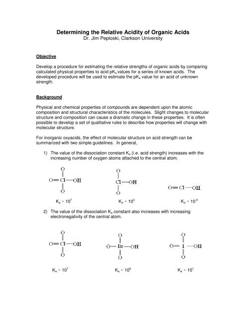 Determining the Relative Acidity of Organic Acids - Faculty web pages