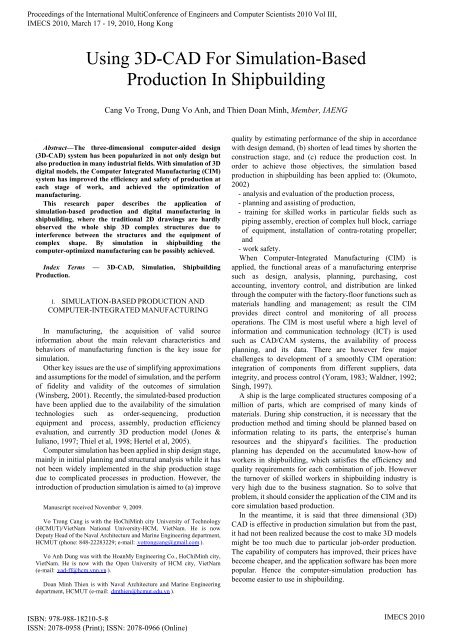 Using 3D-CAD For Simulation-Based Production In Shipbuilding