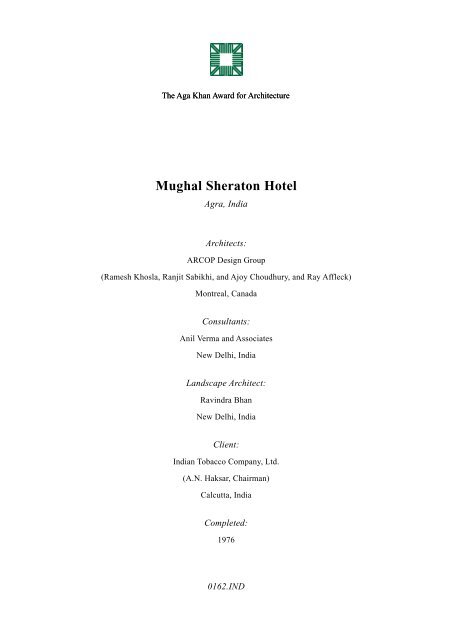 Mughal Sheraton Hotel Project Brief