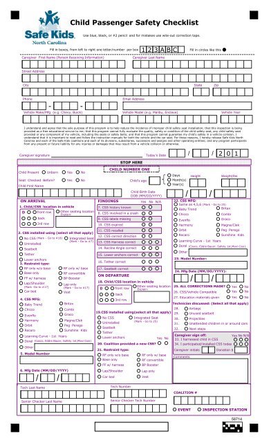 Child Passenger Safety Checklist
