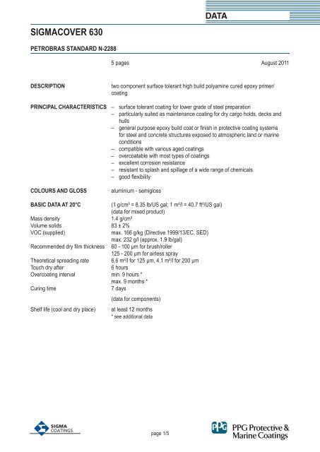 sigmacover 630 aluminium - Sigma | coatings