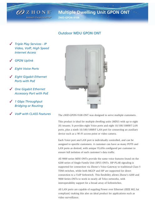 Download ZNID-GPON-9108 Datasheet