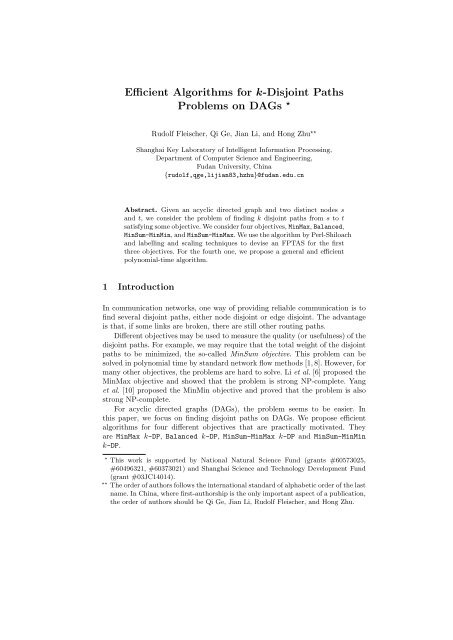 Efficient Algorithms For K Disjoint Paths Problems On Dags