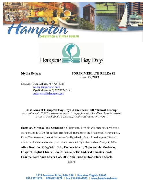 31st Annual Hampton Bay Days Announces Full Musical Lineup