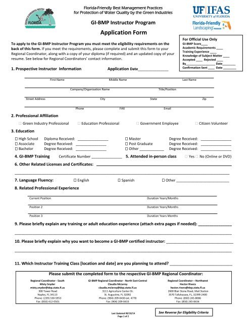 Instructor Program Application Form - Florida-Friendly Landscaping ...
