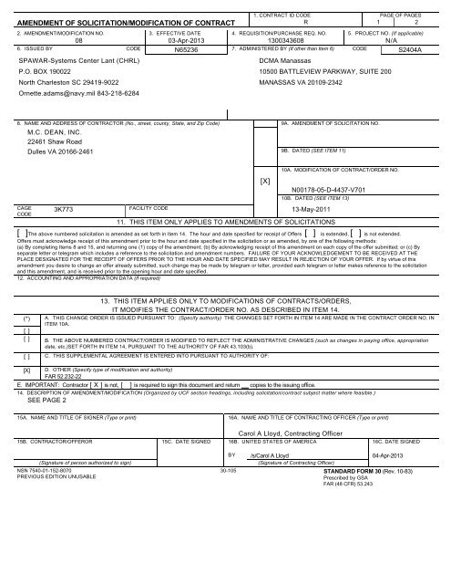 Redacted Task Order, V701 - M.C. Dean
