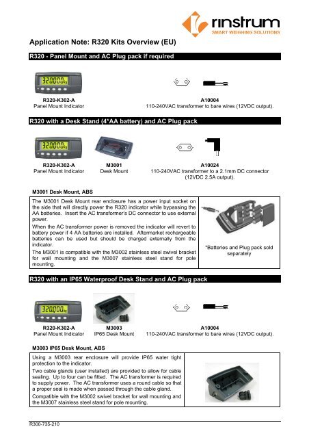 Application Note: R320 Kits Overview (EU) - Rinstrum