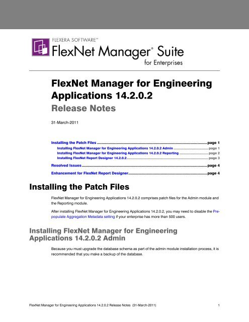 FlexNet Manager for Engineering Applications 14.2.0.2 - Flexera ...