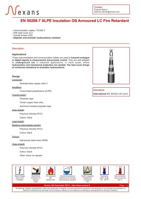 EN 50288-7 XLPE Insulation OS Armoured LC Fire ... - Nexans