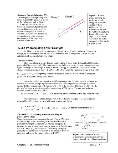 Section 27-3: A Photoelectric Effect Example