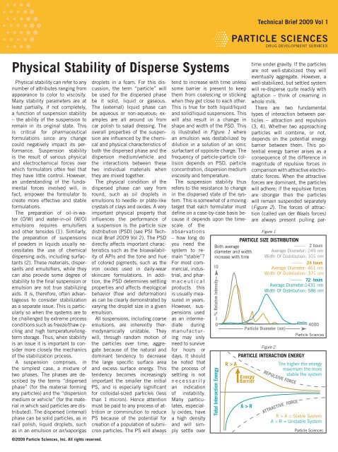 Physical Stability of Disperse Systems - Particle Sciences