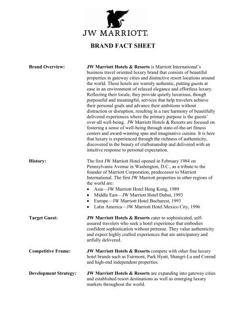 BRAND FACT SHEET - Marriott News Center