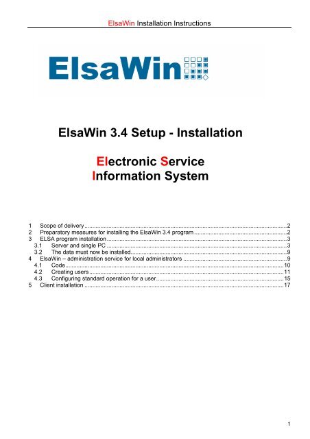 Elsawin installation - plmsplus