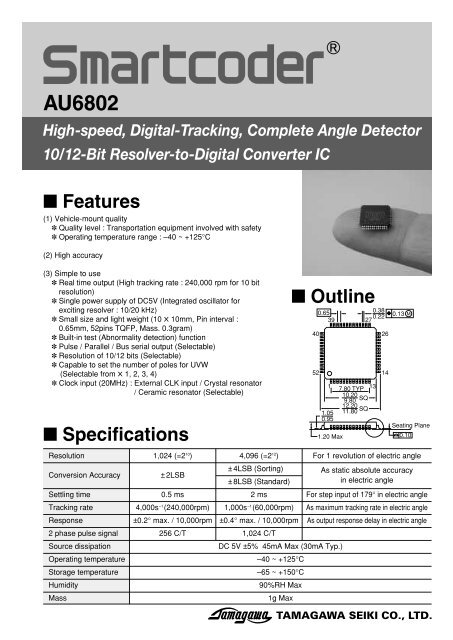 Smartcoder® 10/12 bit Resolver to digital converter IC - Mclennan ...