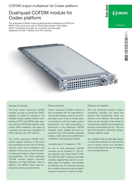 Dual/quad COFDM module for Codex platform