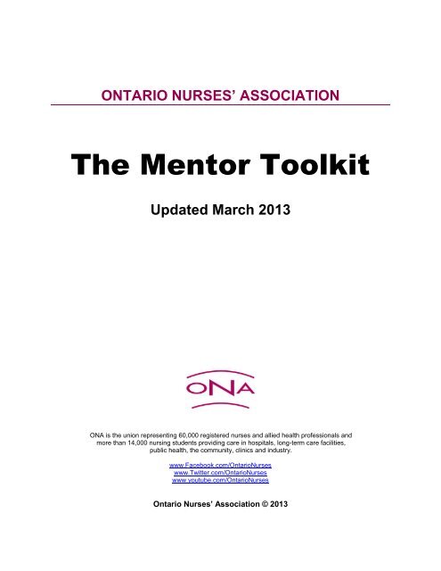 The Mentor Toolkit - Ontario Nurses' Association