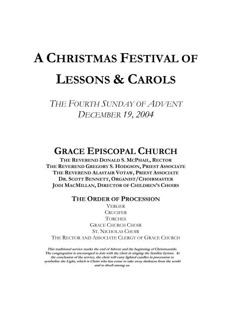 Christmas Lessons & Carols - Grace Episcopal Church
