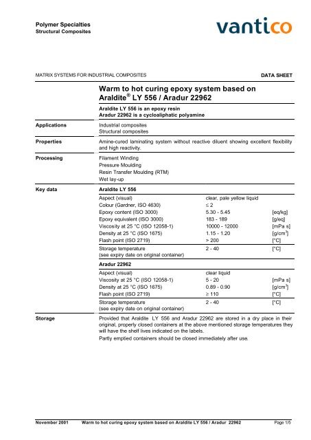 Warm to hot curing epoxy system based on Araldite LY 556 / Aradur ...