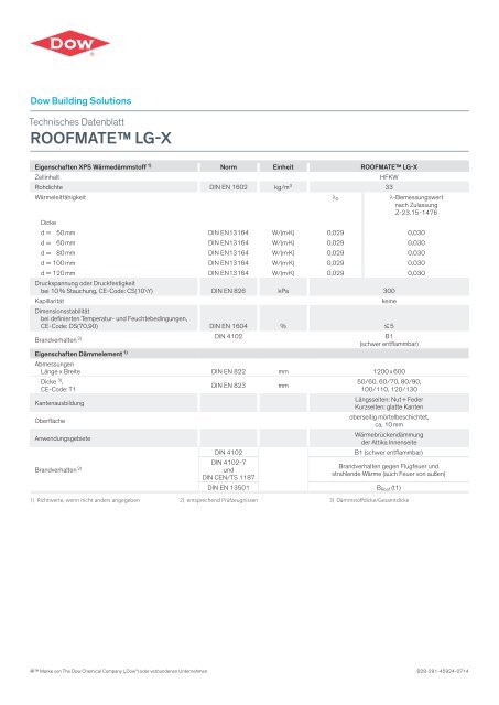 Technisches Datenblatt ROOFMATEâ ¢ LG-X - Dow Building Solutions
