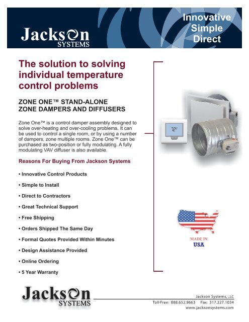 Zone One Product Brochure - Jackson Systems, LLC