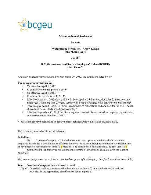 Download PDF file of Memorandum of Settlement - BC Government ...