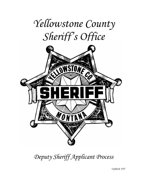 Yellowstone County Sheriff's Office Deputy Sheriff Applicant Process