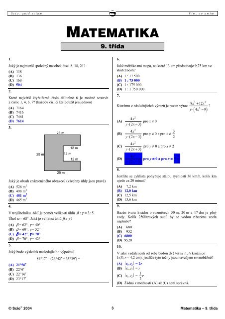 SCIO test z matematiky