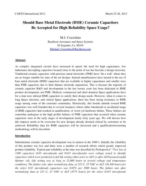 Should Base Metal Electrode (BME) Ceramic Capacitors Be ...