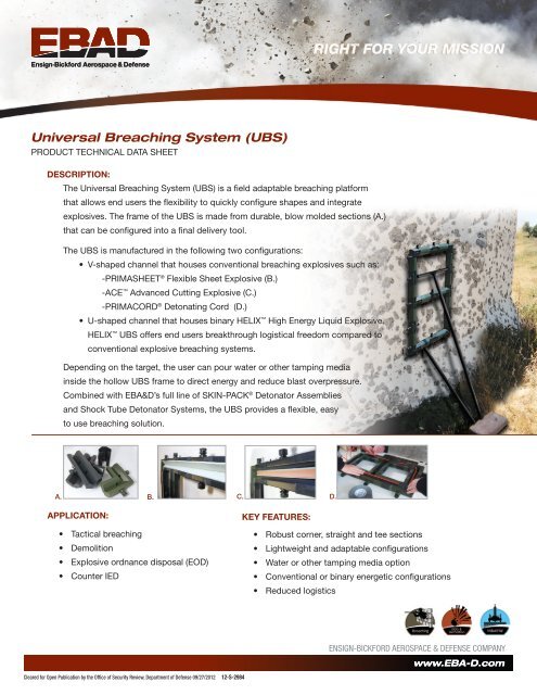 Universal Breaching System (UBS) - Ensign-Bickford Aerospace ...