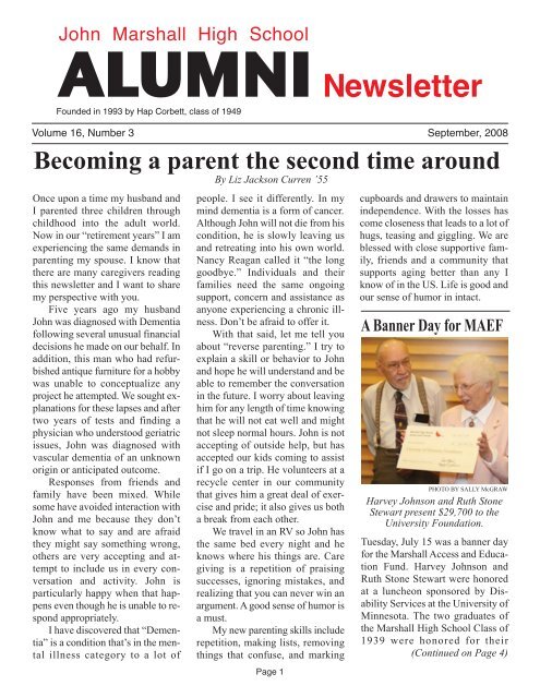 John Marshall High School Alumni Newsletter - September 2008