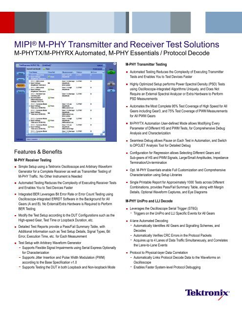 MIPI M-PHY Transmitter and Receiver Test Solutions ... - Tektronix
