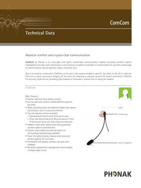 ComCom Technical Data EN - Phonak Communications
