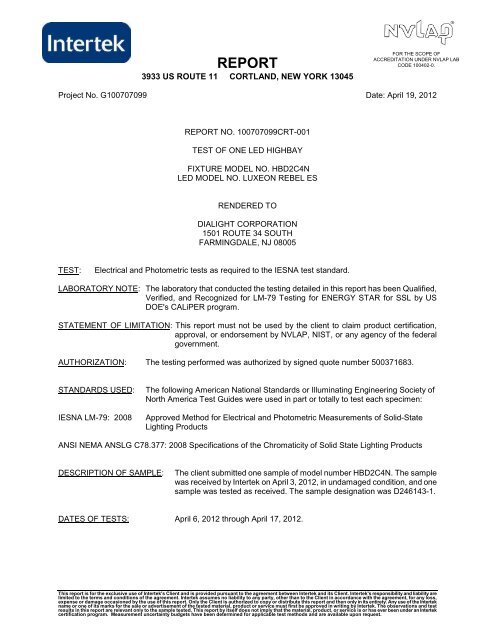 HBD2C4N - LM-79 Report - Dialight