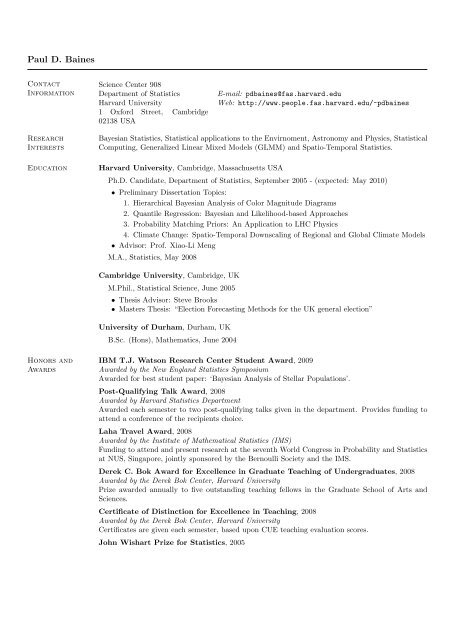 Paul D. Baines - Statistics