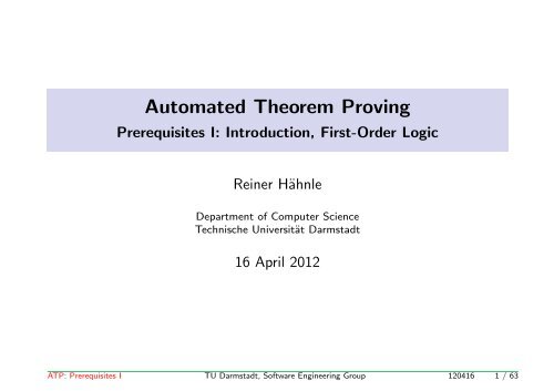 Automated Theorem Proving Software Engineering Technische