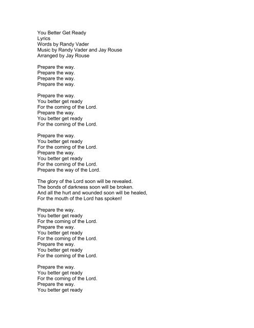 You Better Get Ready Lyrics Words by Randy ... - PraiseGathering