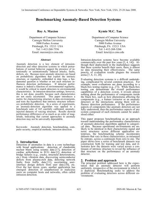 Benchmarking Anomaly-Based Detection Systems
