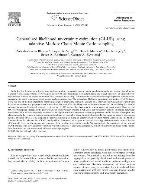 Generalized likelihood uncertainty estimation (GLUE) - ResearchGate