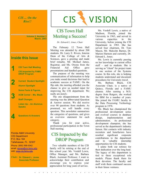 CIS VISION - Department of Computer and Information Sciences