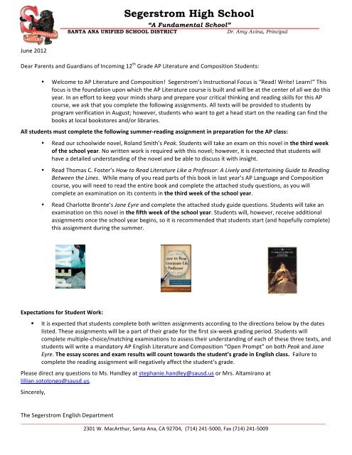 12th Grade Summer Reading (AP English Literature and Composition)