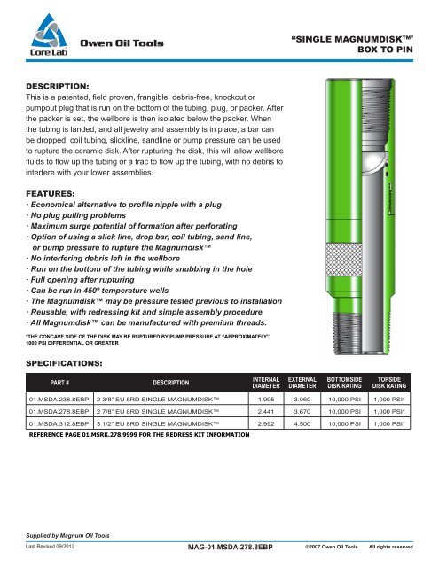 Single Magnum Disk™ Box To Pin