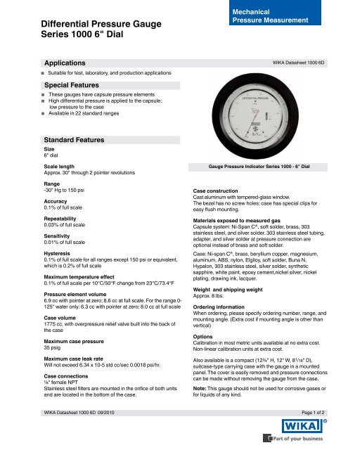 Data sheet 1000-6D (PDF, 252 kB) - WIKA