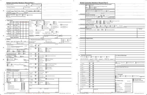 British Columbia Newborn Record Part 1 and 2 - Perinatal Services ...