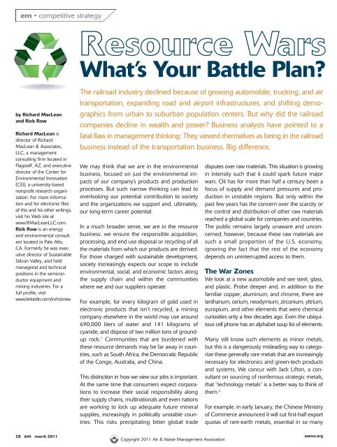 Resource Wars - Competitive Environment, Inc.