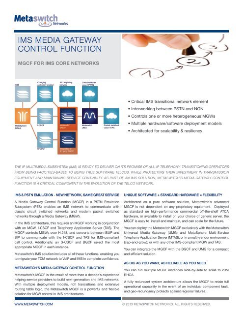 IMS MEDIA GATEWAY CONTROL FUNCTION - Metaswitch