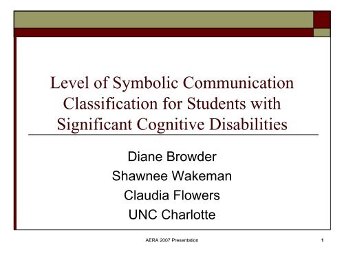 Level of Symbolic Communication Classification for Students with ...