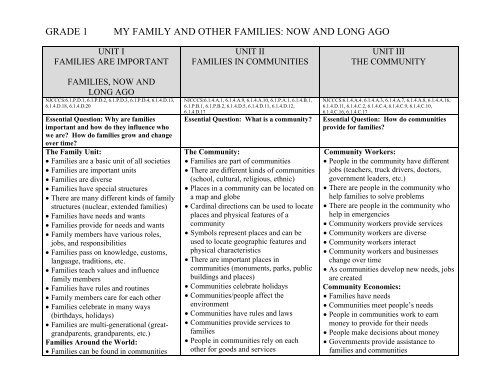 grade 1 my family and other families: now and long ago - Fair Lawn ...