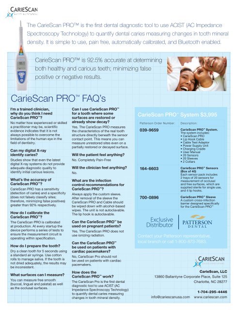 CarieScan PROâ ¢ FAQ's - Patterson Dental