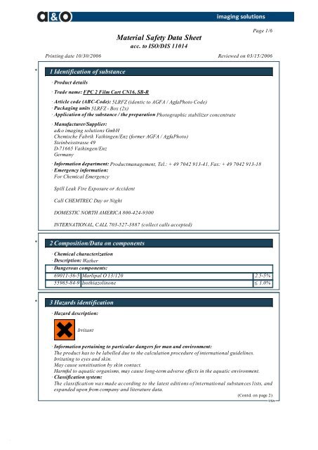 Material Safety Data Sheet - D-Lab 1